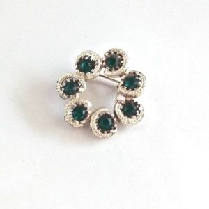 Jewelry | Vintage Green Rhinestone Circle Brooch Pin Vintage | Poshmark